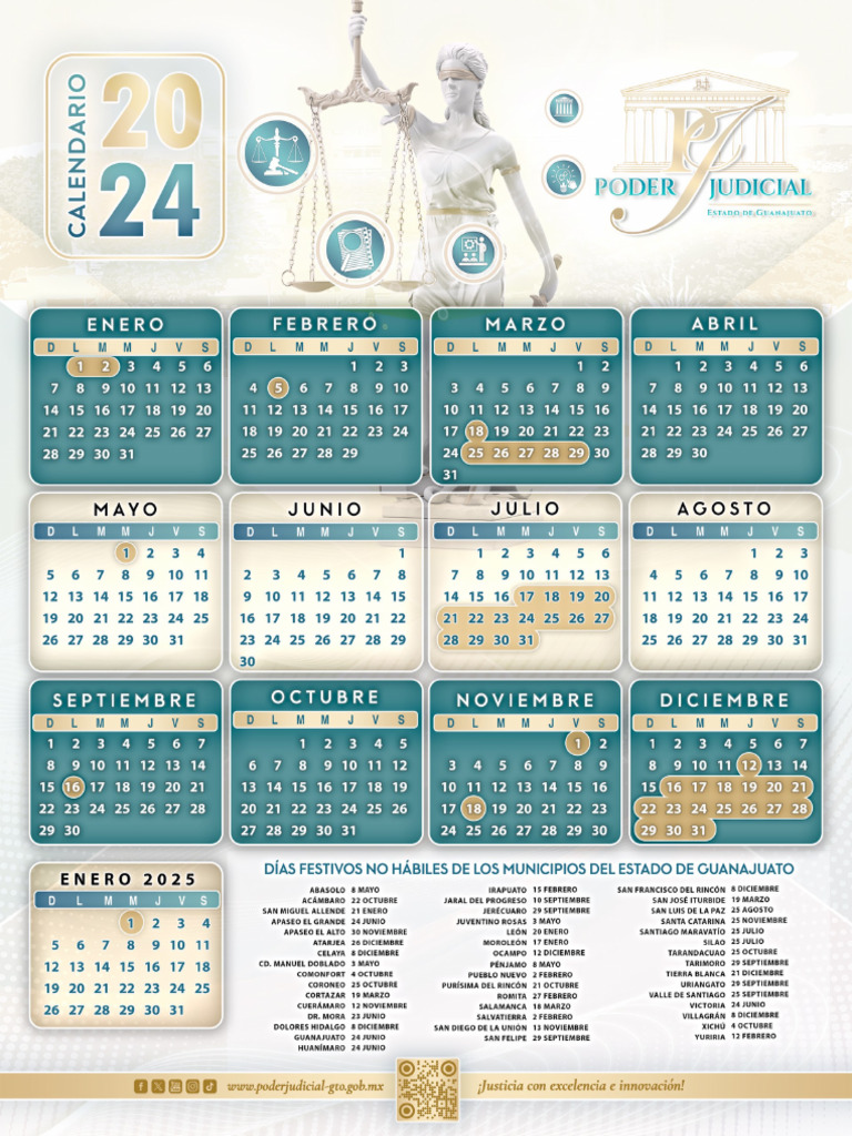 Calendario2024 Poder Judicial GTO | PDF