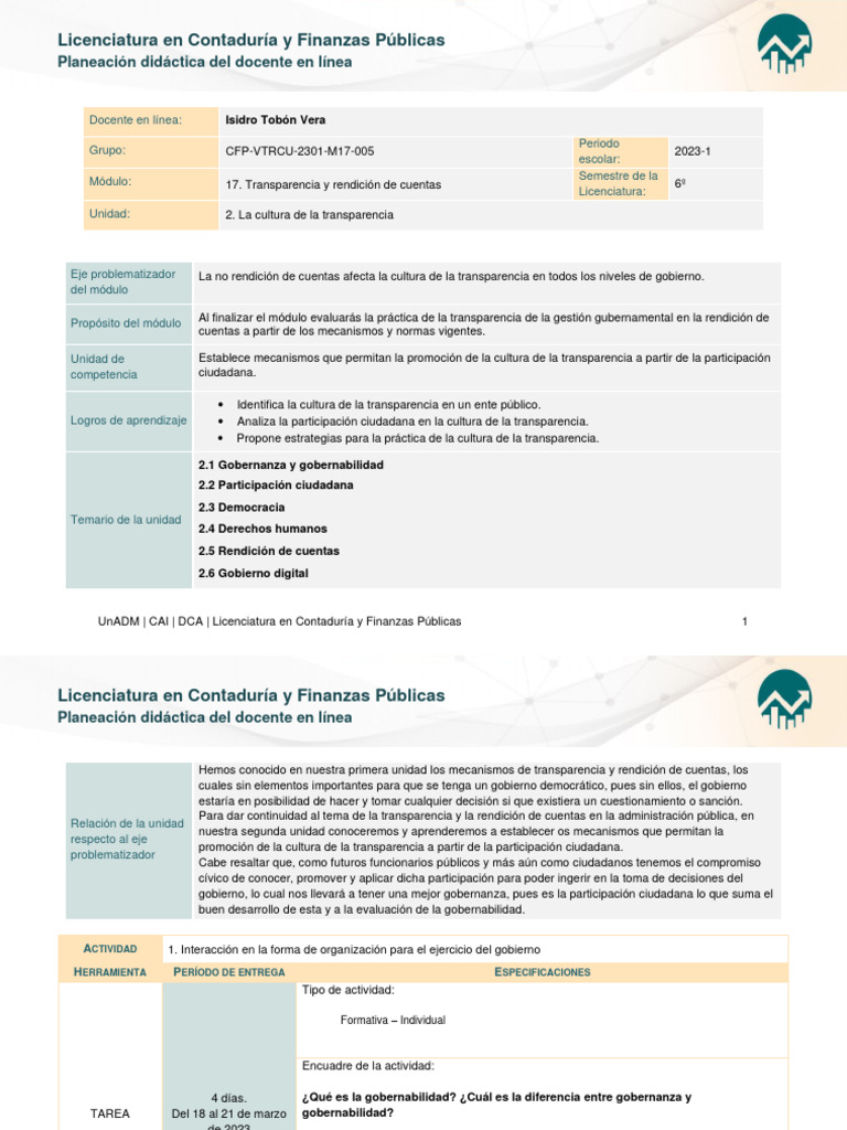 LCFP M17 U2 Planeacion Didactica | Descargar gratis PDF ...