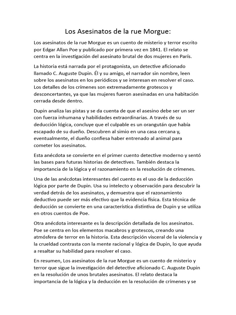 Los Asesinatos de La Rue Morgue | PDF
