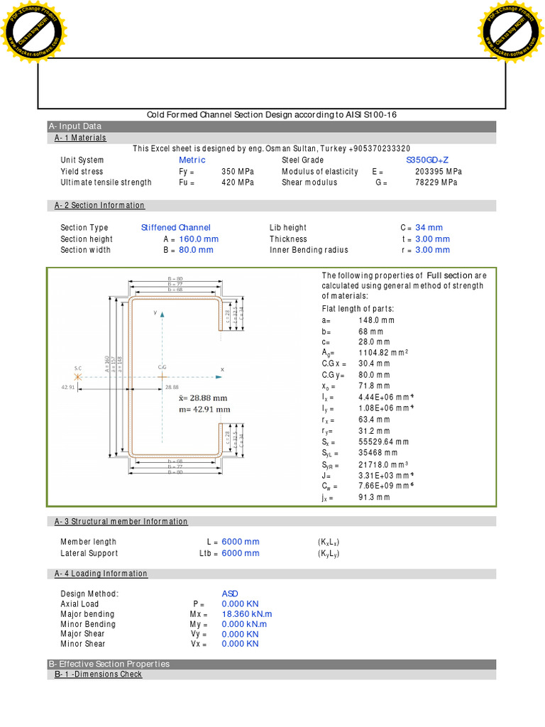 C Purline Design AISI-S100-16 Limited | PDF | Strength Of Materials ...