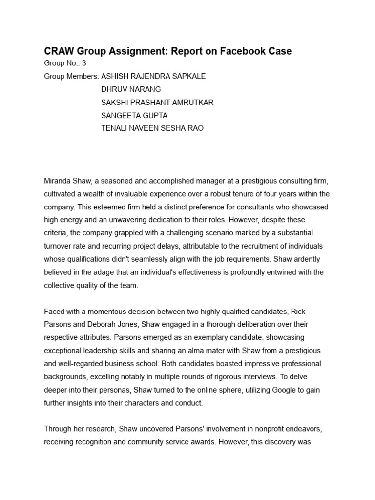 Group 3 Assignment - Case Analysis - CRAW-1 | PDF | Social Media ...