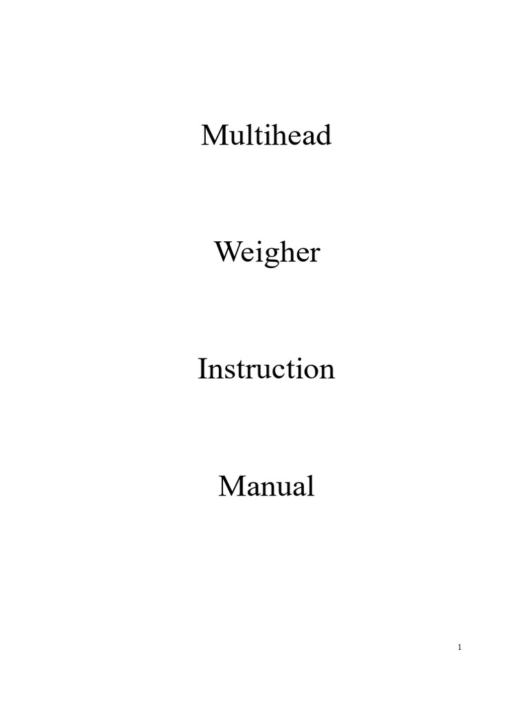 Manual For Multihead Weigher | PDF | Mains Electricity | Calibration