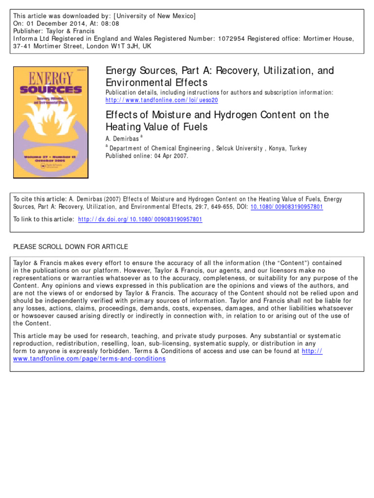 Energy Sources, Part A: Recovery, Utilization, and Environmental ...