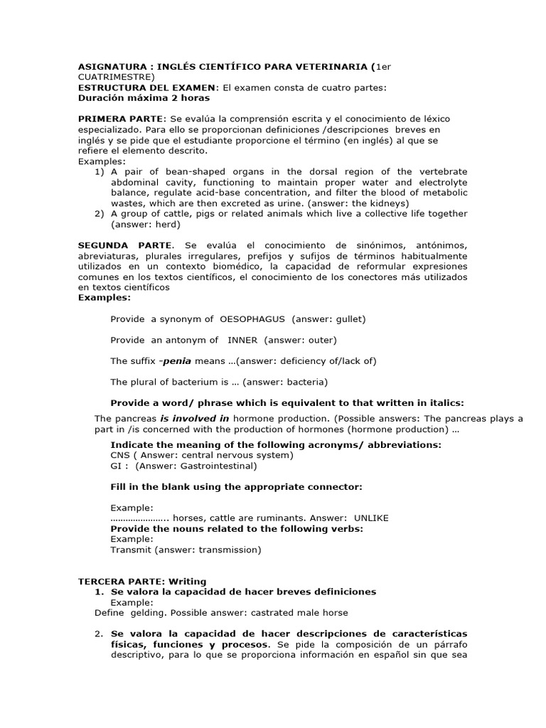 Estructura Examen Final-8 | PDF | Estudios de idiomas extranjeros