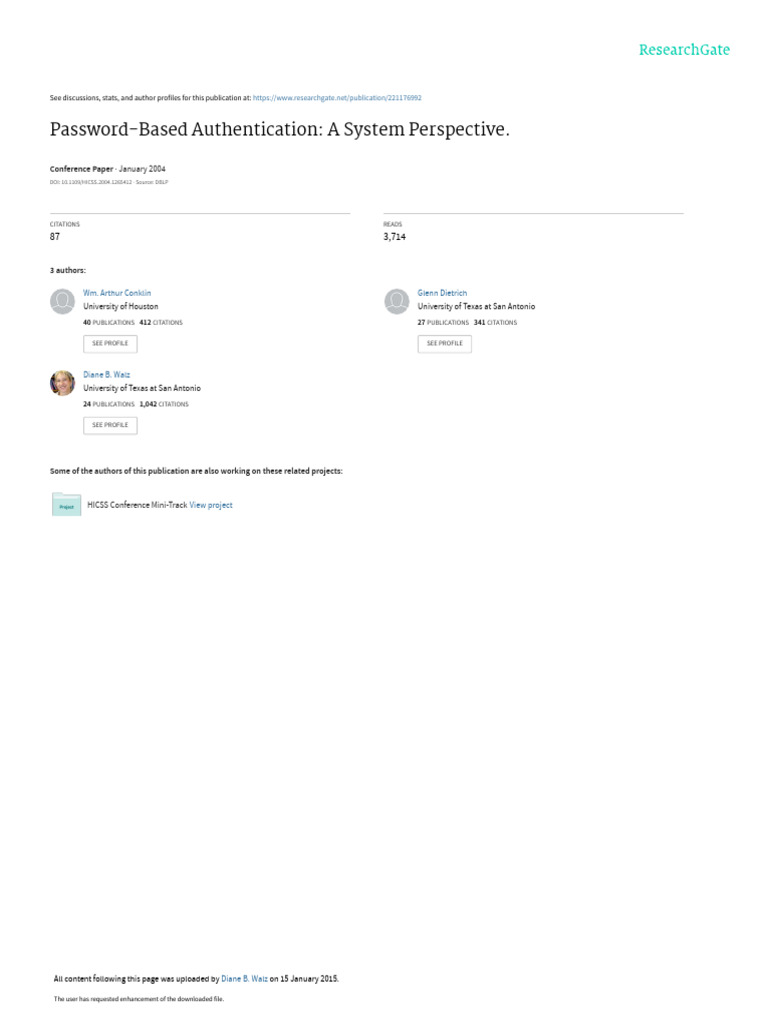 Password-Based Authentication A System Perspective | PDF