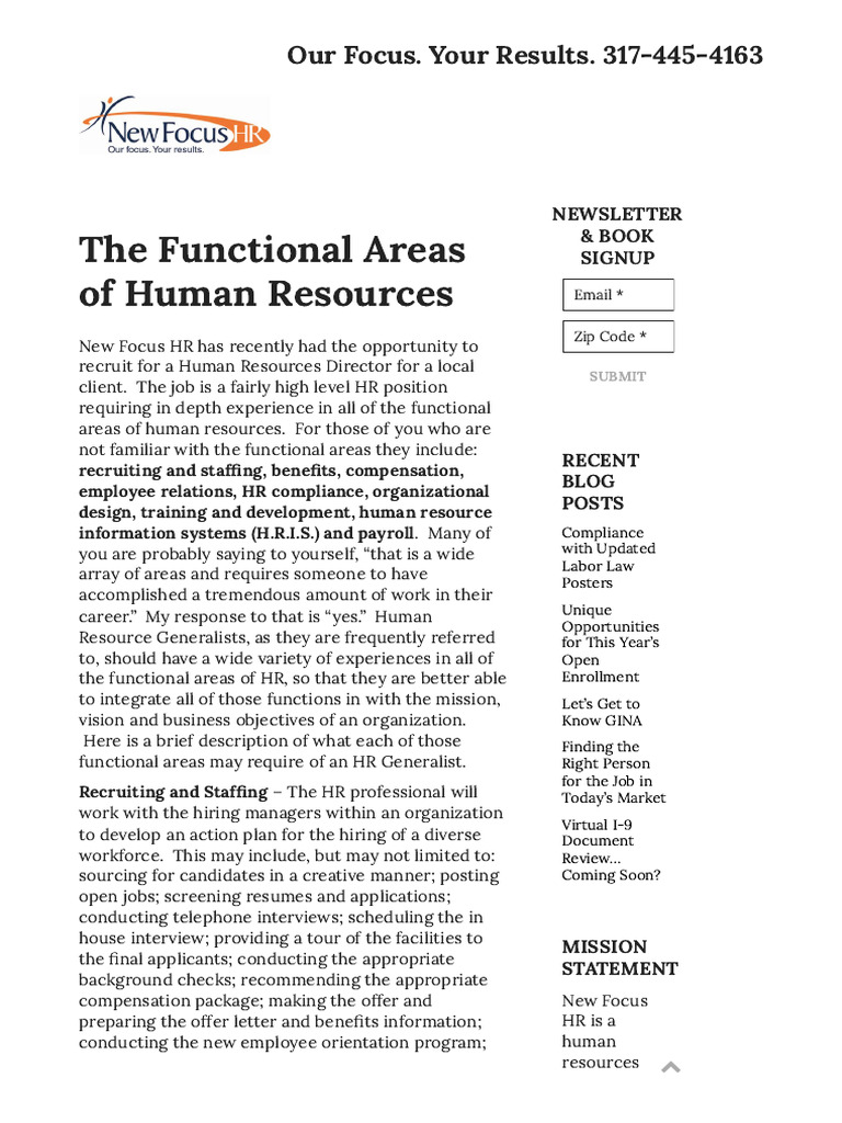 The Functional Areas of Human Resources | PDF | Human Resource ...