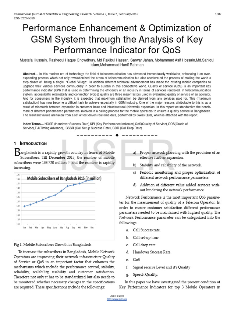 Performance Enhancement Optimization of GSM System Through The Analysis of Key Performance ...