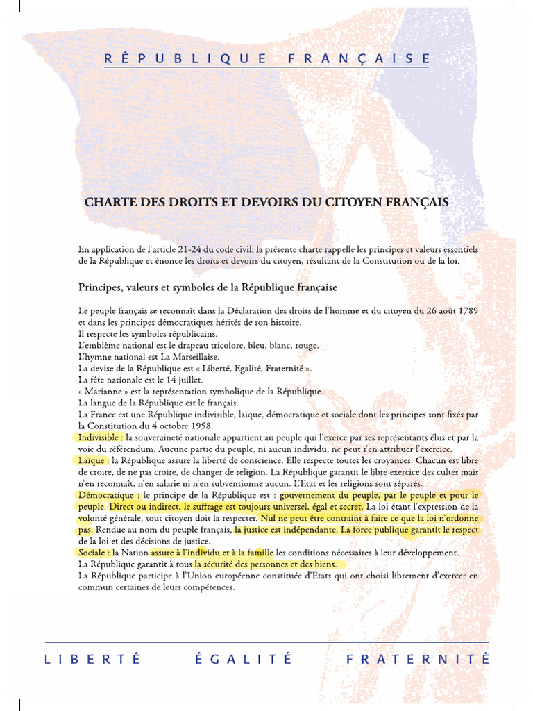 Charte Des Droits Et Devoirs Du Citoyen Francais-Juin-2020 | PDF