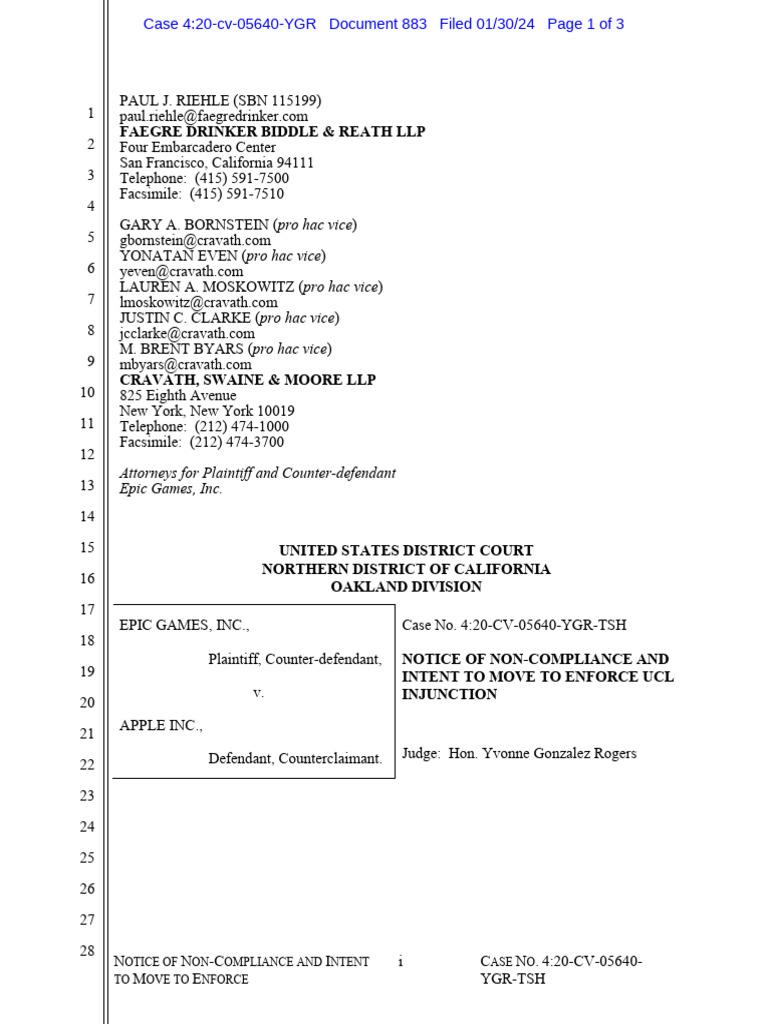 Notice of Non-compliance and Intent to Move to Enforce Ucl Injunction ...