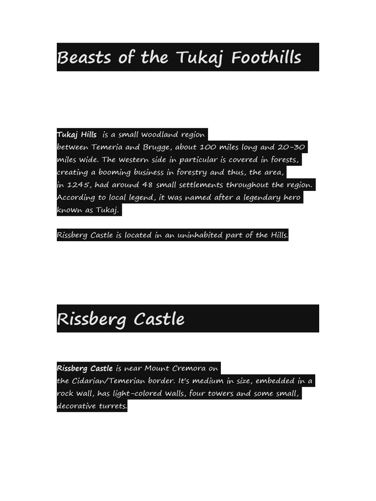 Beasts of The Tukaj Foothills | PDF