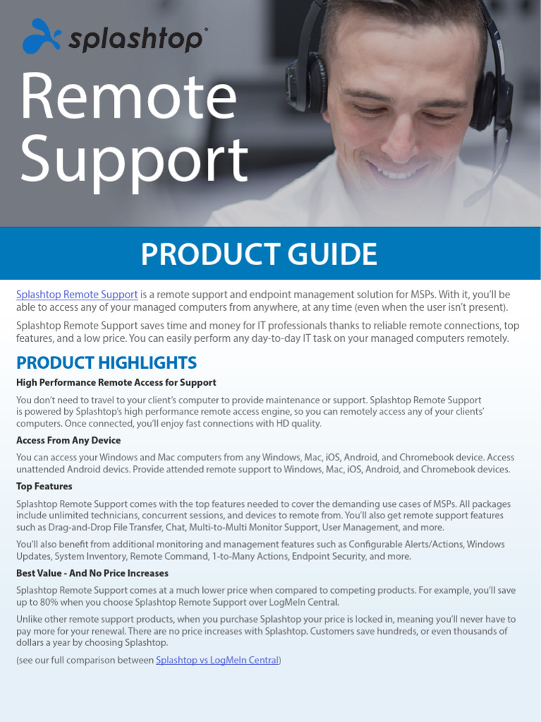 Splashtop Remote Support Product Guide | PDF