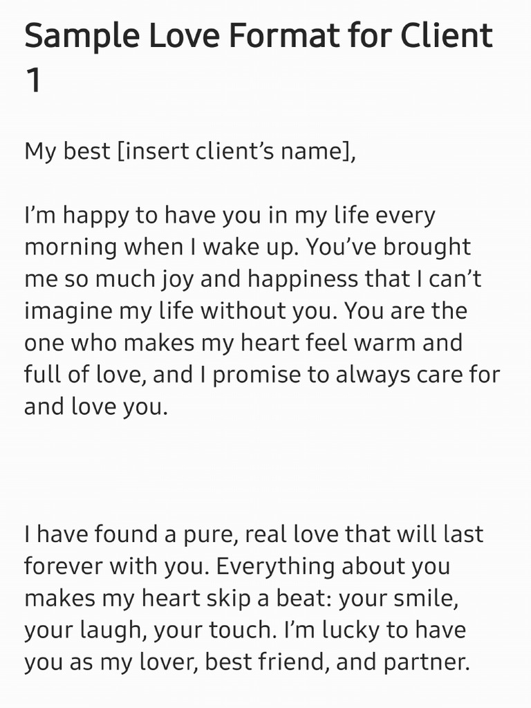 Sample Love Format | PDF
