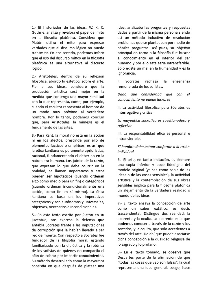 Explicación de Preguntas | PDF | Platón | Razón