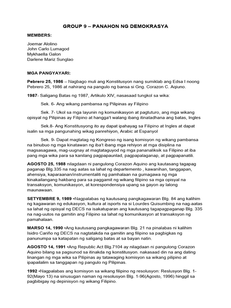 Timeline Demokrasya 1 | PDF