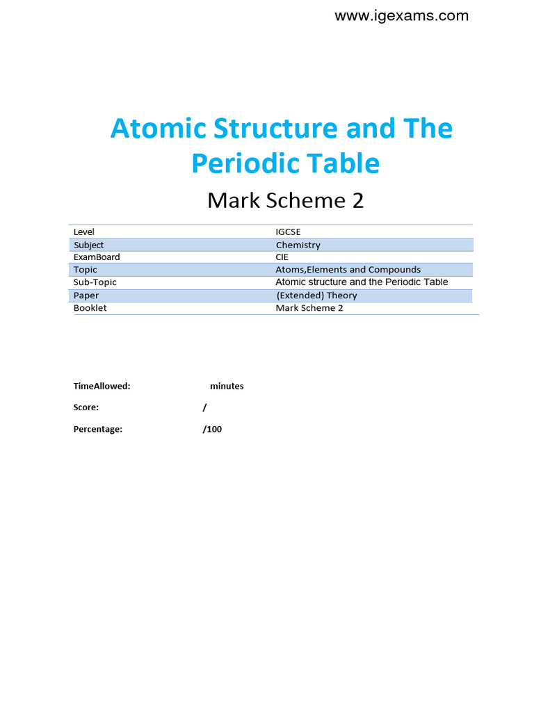 3 2 Atomic Structure And The Periodic Table Ms Igcse Cie Chemistry