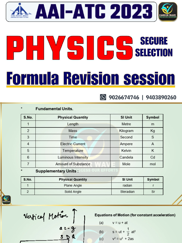 Physics Concepts and Formulas Overview | PDF | Force | Second Law Of Thermodynamics