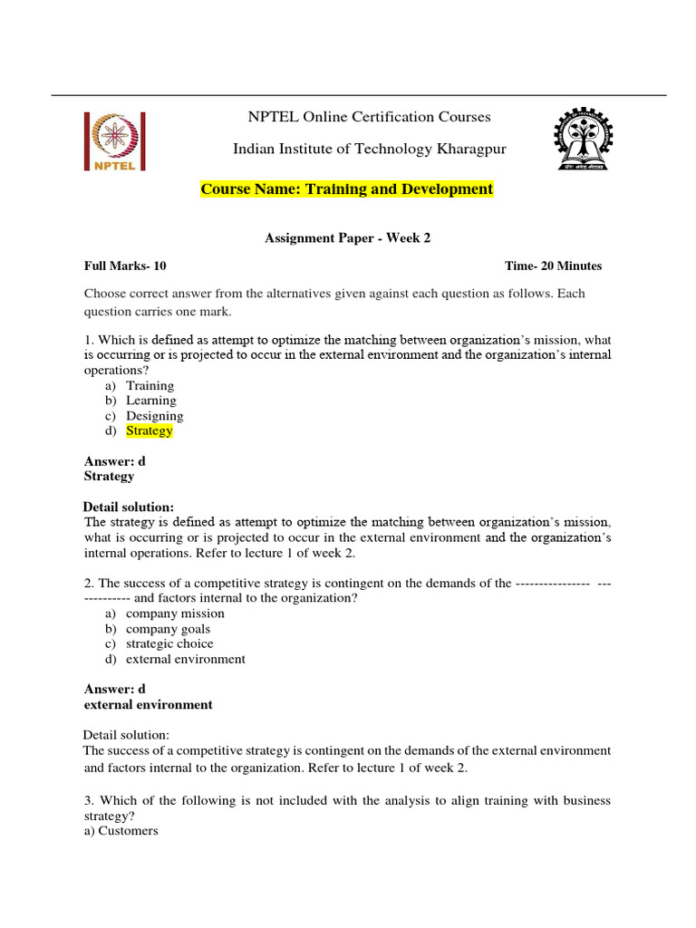 Assignment TRG and Dev - Week 2 | PDF | Career & Growth