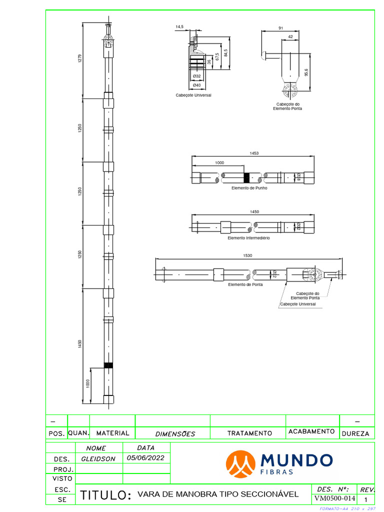 Desenho Vara de Manobra Tipo Seccionável | PDF
