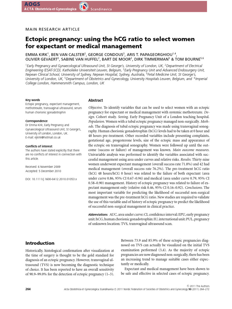 Acta Obstet Gynecol Scand - 2010 - KIRK - Ectopic Pregnancy Using The ...