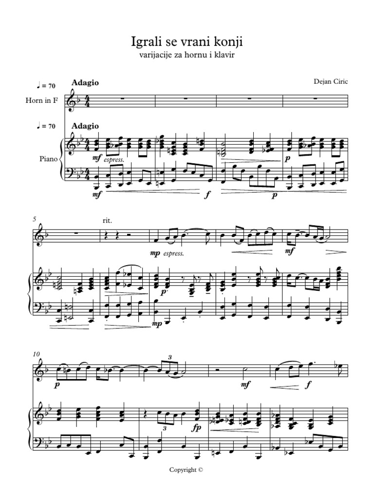 Igrali Se Vrani Konji - Dinamika - Full Score | PDF