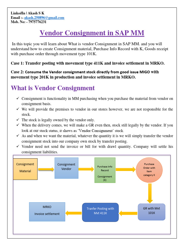 Vendor Consignment Process | PDF
