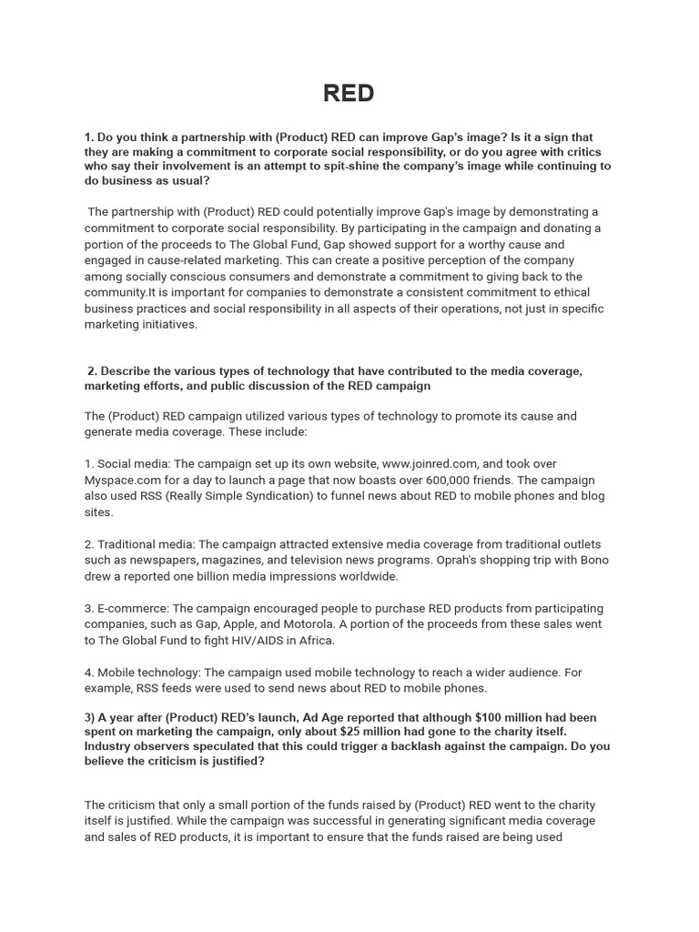 Evaluating (Product) RED's Impact | PDF
