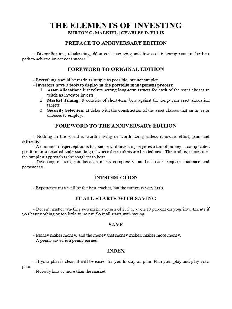 The Elements of Investing | PDF