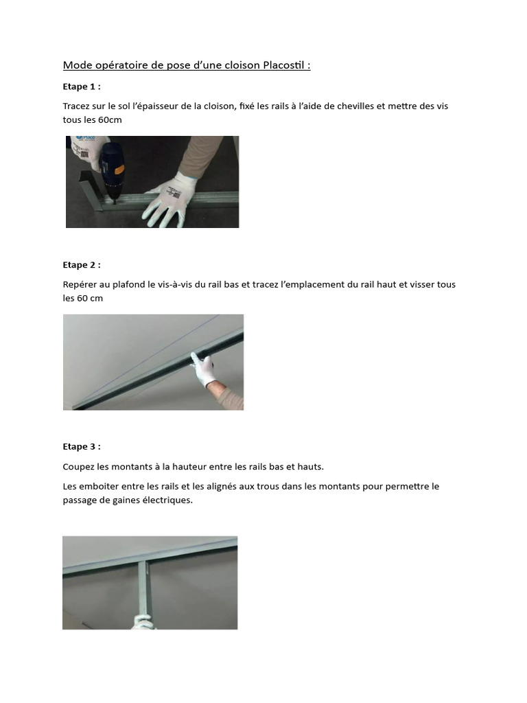 Mode Opératoire Cloison Placo | PDF