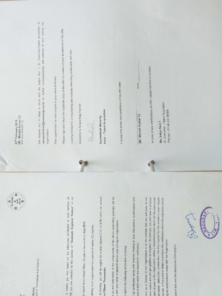 Graduate Engineer Trainee Offer Letter | PDF | Career & Growth