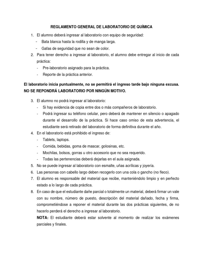 Reglamento General de Los Laboratorios | PDF