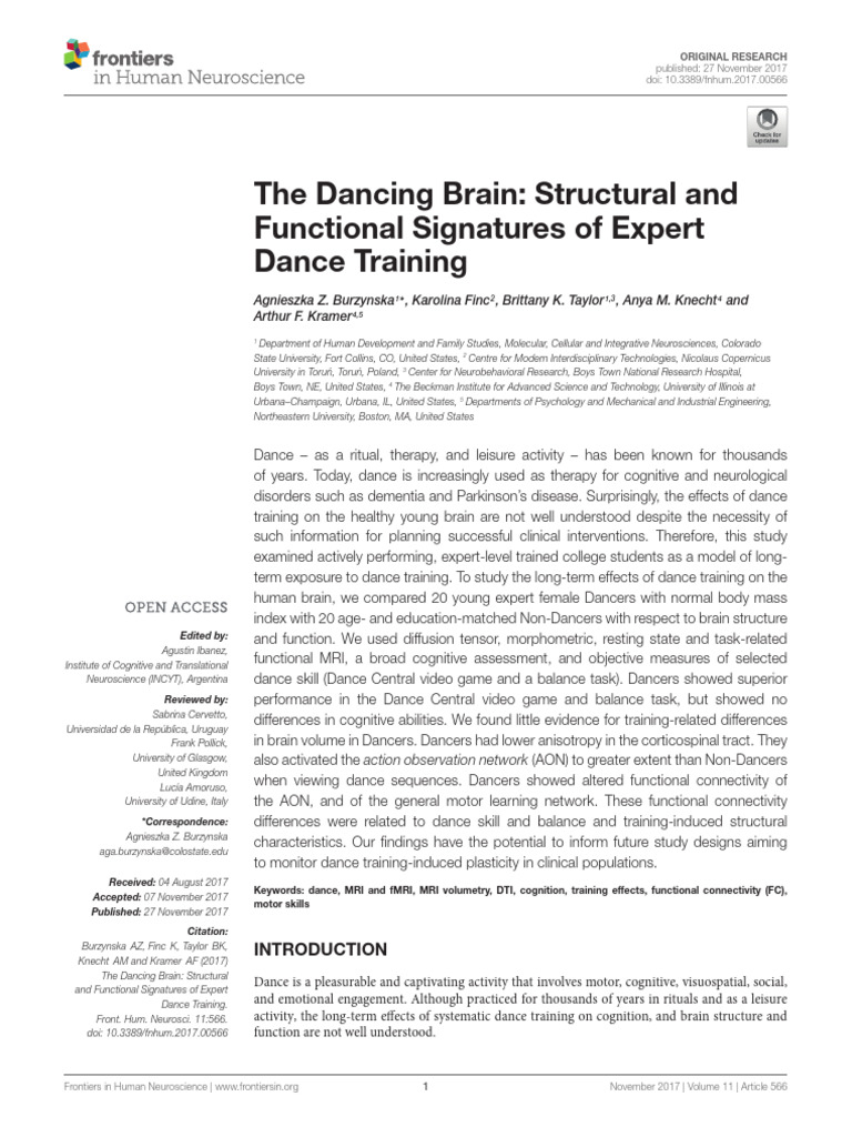 Expert Dance Training's Brain Impact | PDF | Science & Mathematics