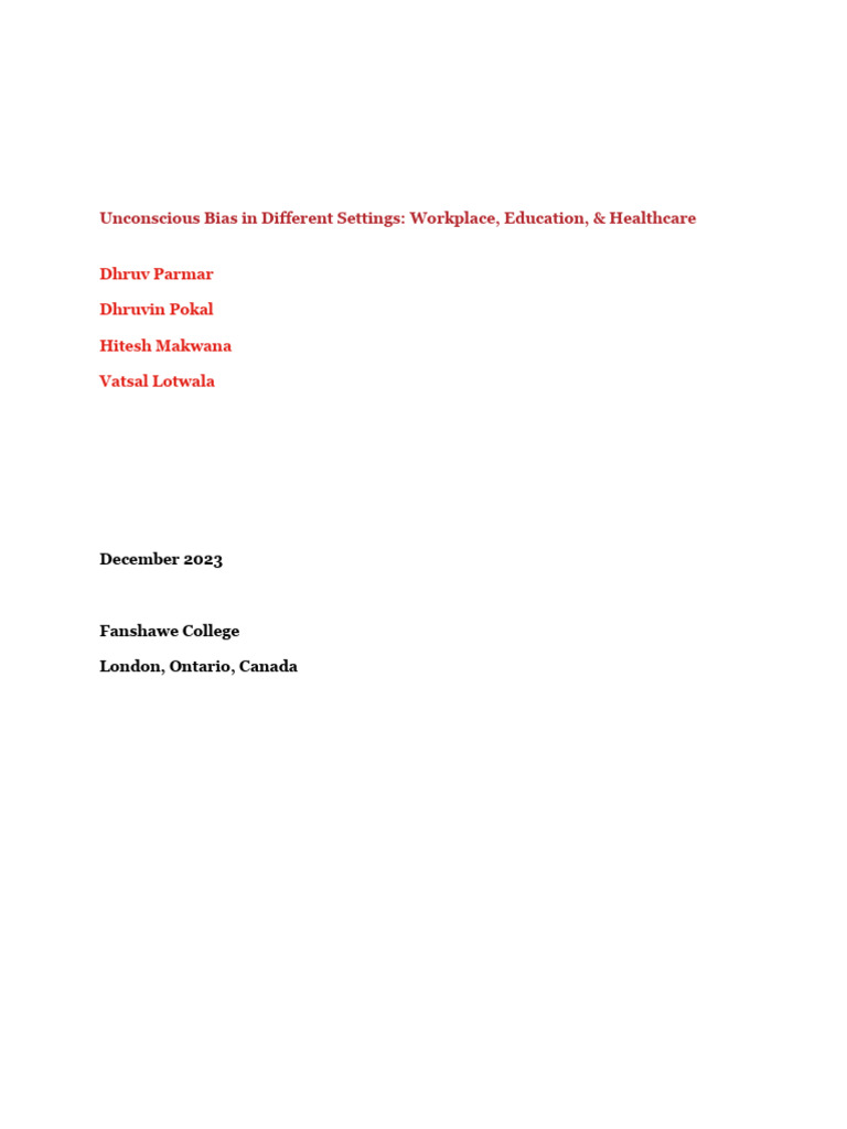 Unconscious Bias | PDF | Bias | Attitude (Psychology)