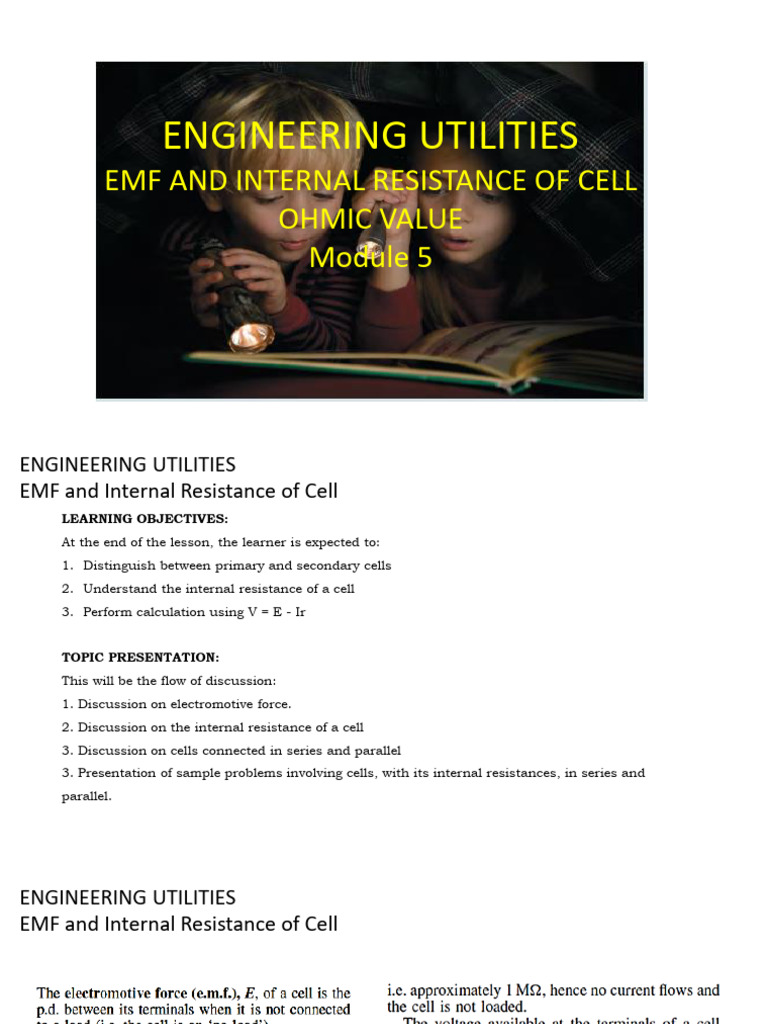 Module 5 - Emf and Internal Resistance of Cell | PDF | Series And Parallel Circuits | Electrical ...