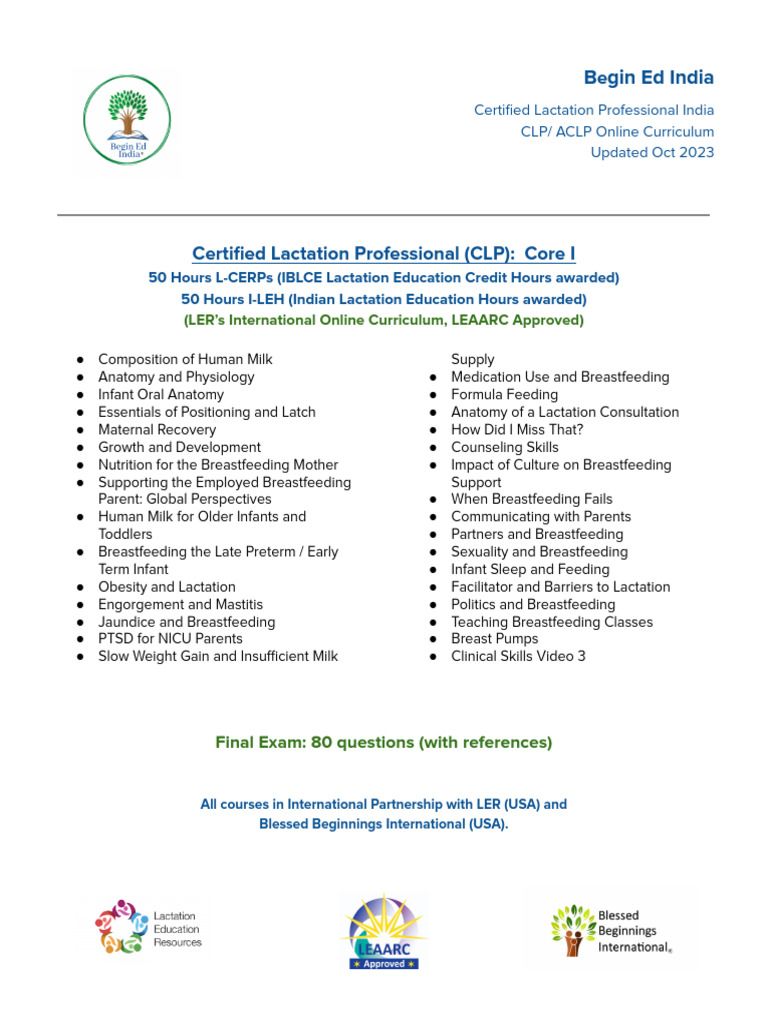 Curriculum - Certified Lactation Professional India (CLP - ACLP ...