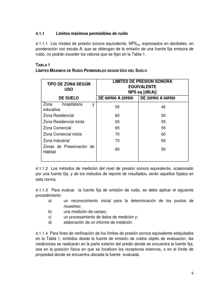Limites Permisibles de Niveles de Ruido Ambiente para Fuentes Fijas y ...