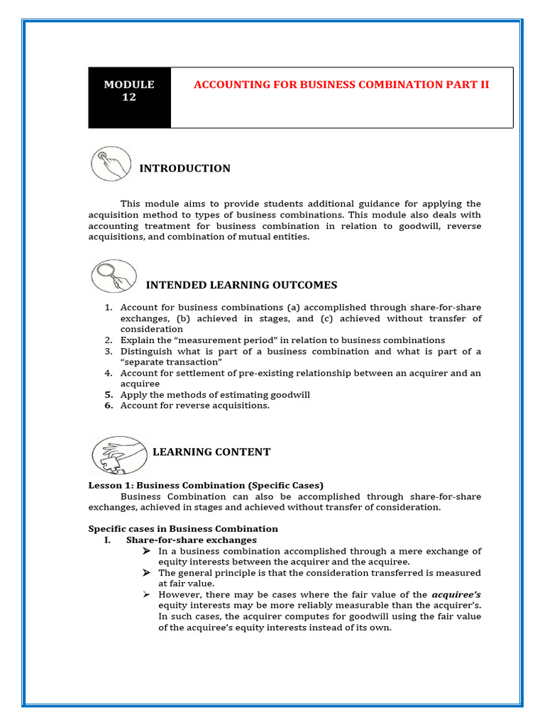 MODULE 12 Accounting For Business Combination PART 2 | PDF