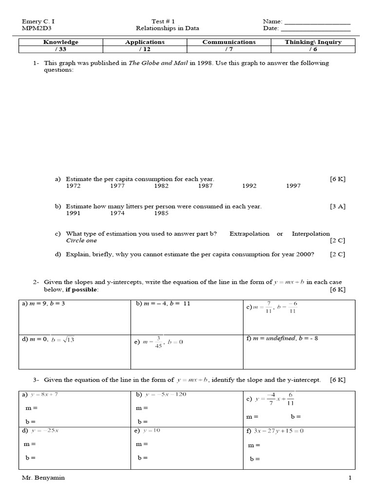 Test # 1 Period 3 (Introduction To Functions) | PDF | Mathematical ...