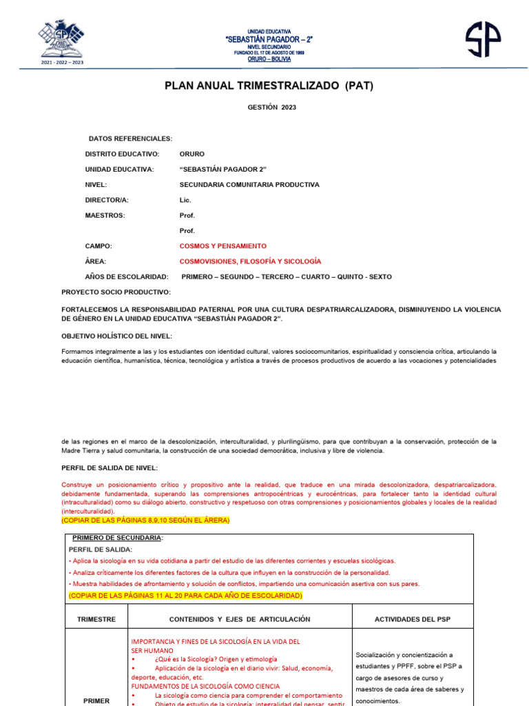 Modelo de Pat 2023 | PDF | Sicología | Las emociones
