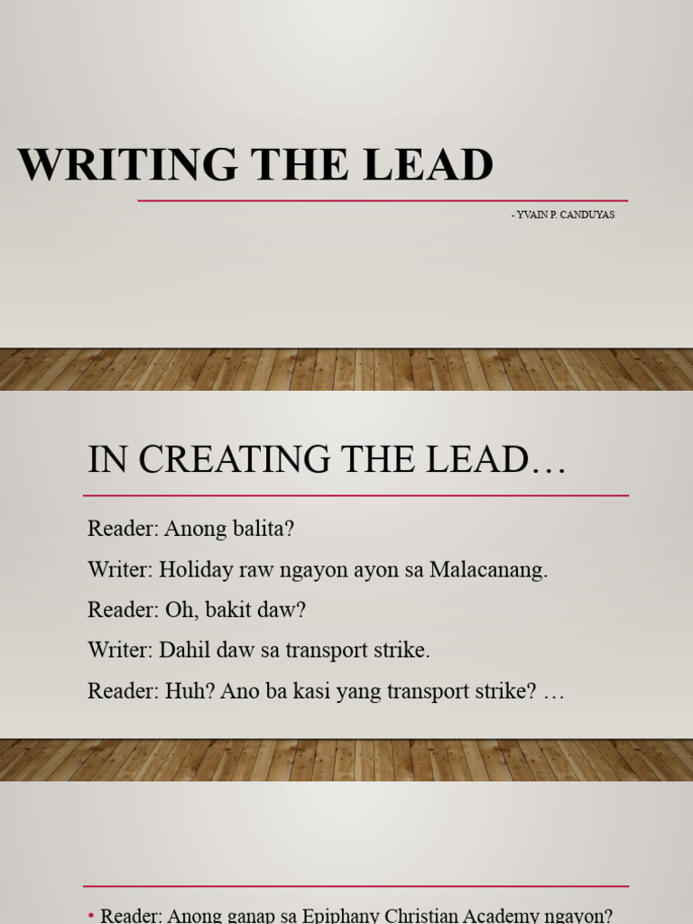 Writing The Lead | PDF