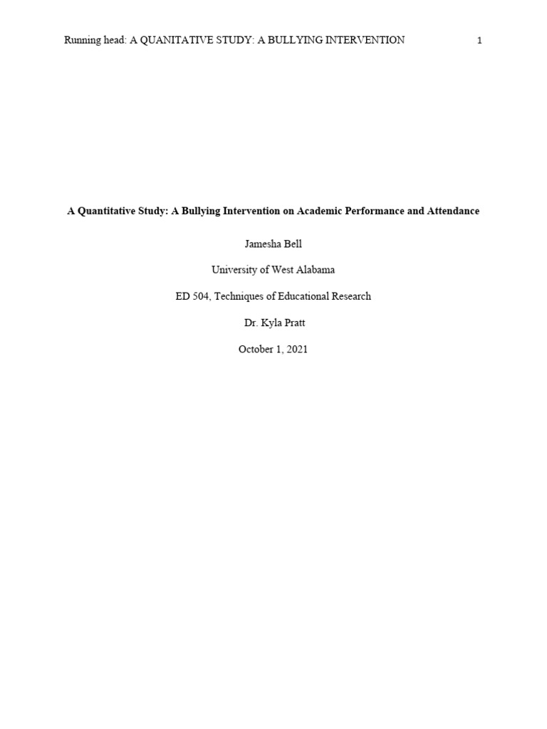 Jamesha Bell Final Submission Assignment | PDF | Bullying | Statistics