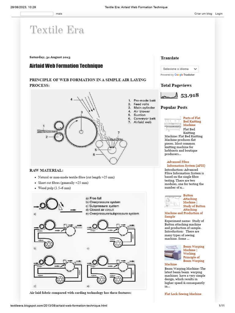 Textile Era - Airlaid Web Formation Technique | PDF | Textiles | Fibers