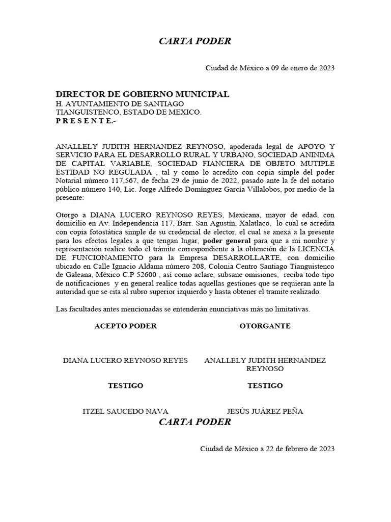 Carta Poder para Trámites en México | PDF | México