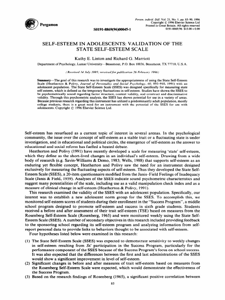 1 s2.0 019188699683741X Main | PDF | Self Esteem | Adolescence