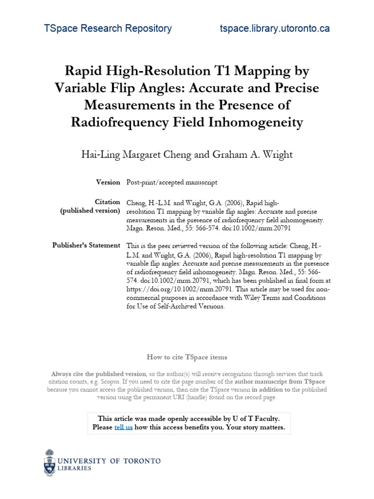 Rapid High-Resolution SPGR VFA | PDF | Accuracy And Precision | Signal ...