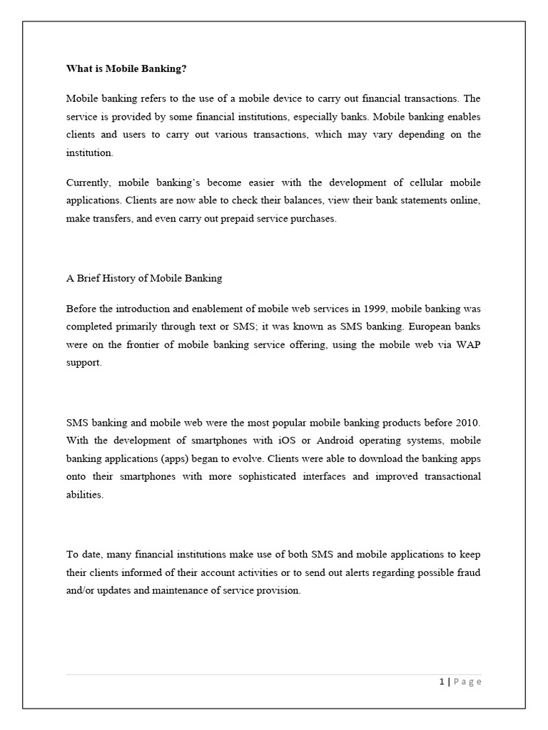 Chapter 1 - Introduction To Mobile Banking | PDF