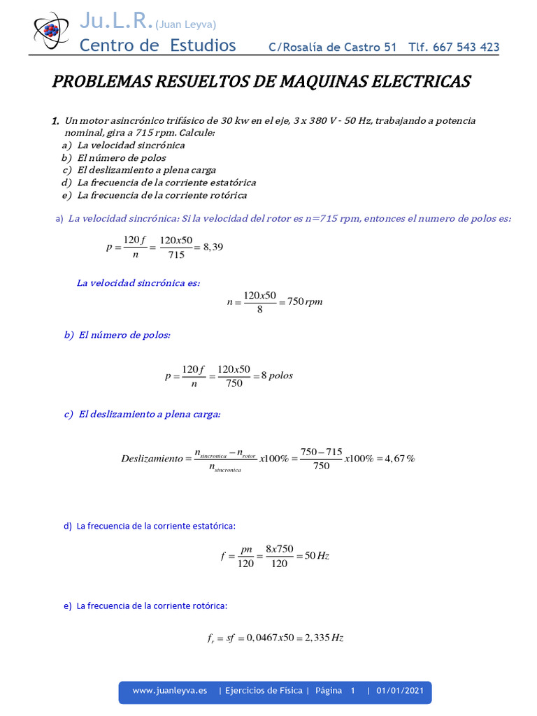 Problemas Resueltos de Maquinas Electricas | PDF | Cantidad | Ingenieria Eléctrica
