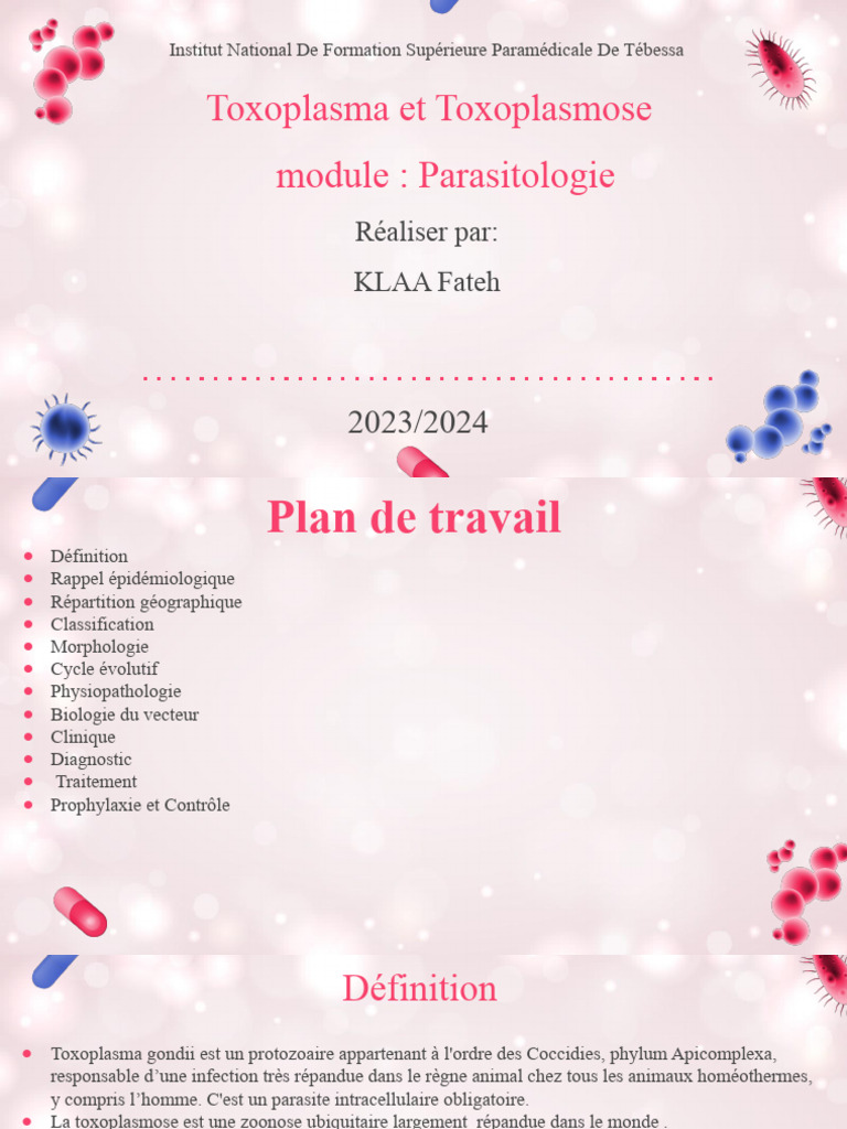 Toxoplasmose : Épidémiologie et Traitement | PDF | Maladies et troubles ...