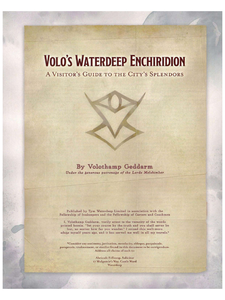 Appendice Volo's Waterdeep Enchiridion | PDF