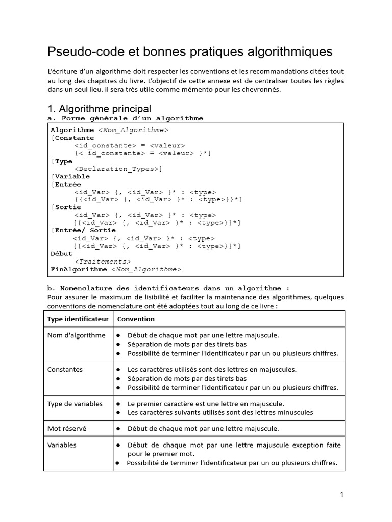 Annexe 10 - Pseudo-Code Algorithmique | PDF Annexe 10 - Pseudo-Code Algorithmique | PDF