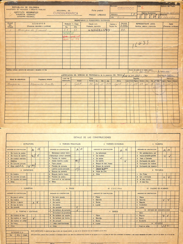 Modelo Ficha Predial | PDF